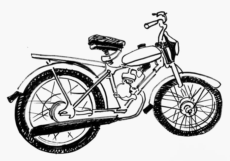 Moped Drawing by Marina Dyatlova | Saatchi Art
