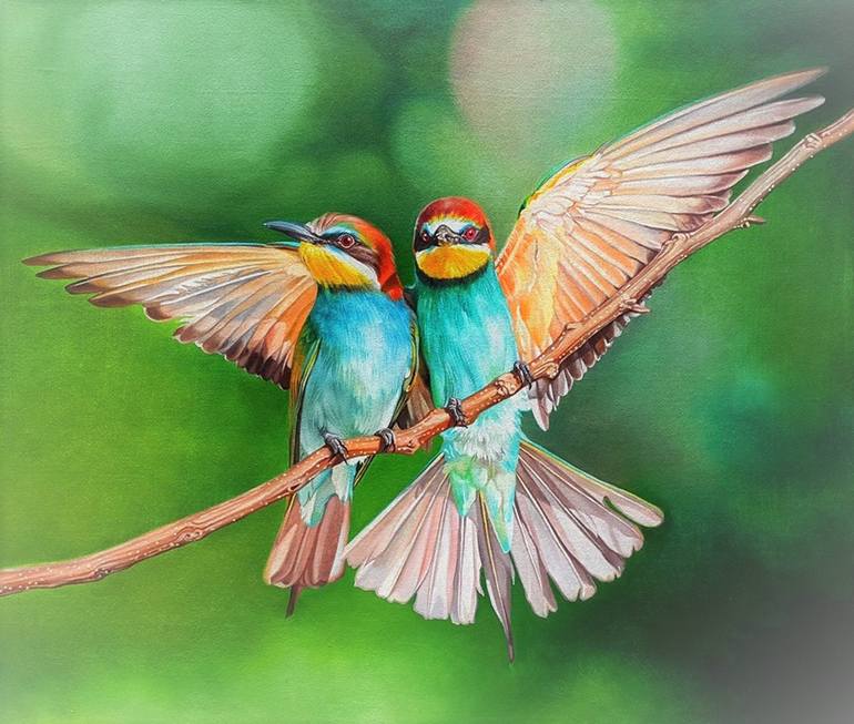 Birds Painting by Shiela Chowdhury | Saatchi Art