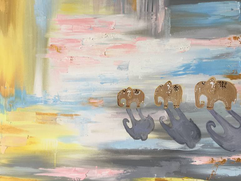 Mirage or elephants? oil painting Painting by Angelika Aks | Saatchi Art