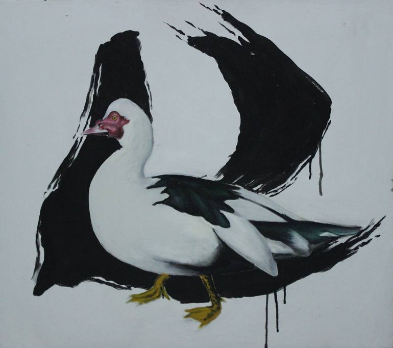 The Male Duck Painting by MochZaenal Abidin | Saatchi Art