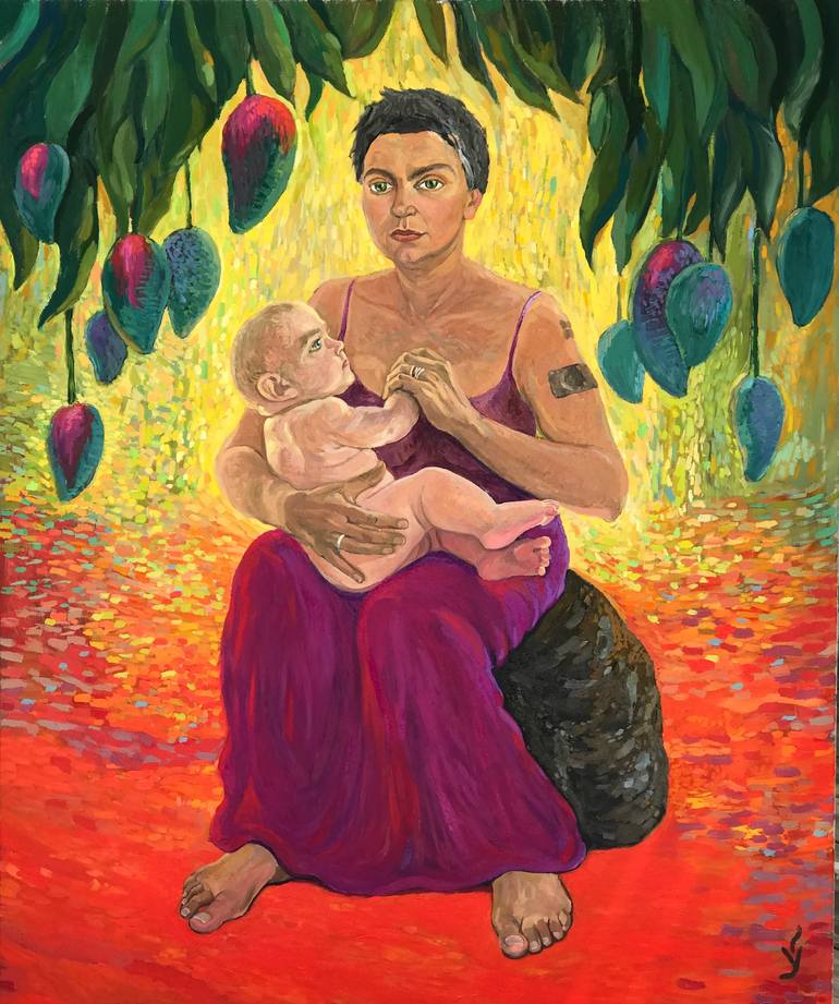Under the Mango Tree Painting by Yael Surguchev | Saatchi Art