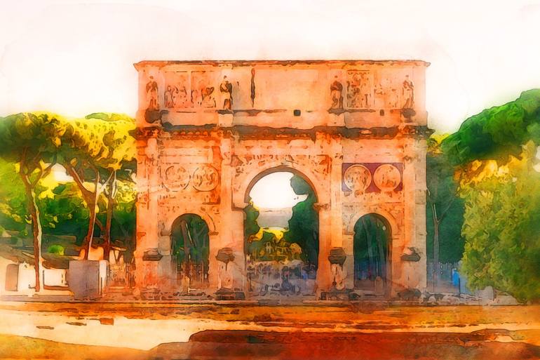 Rome, The Arch of Constantine Painting by Andrea Mazzocchetti | Saatchi Art