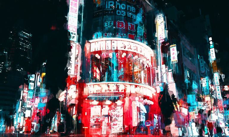 Tokyo Nights Painting by Andrea Mazzocchetti | Saatchi Art