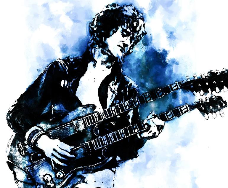 Jimmy Page, Portrait Painting by Andrea Mazzocchetti | Saatchi Art