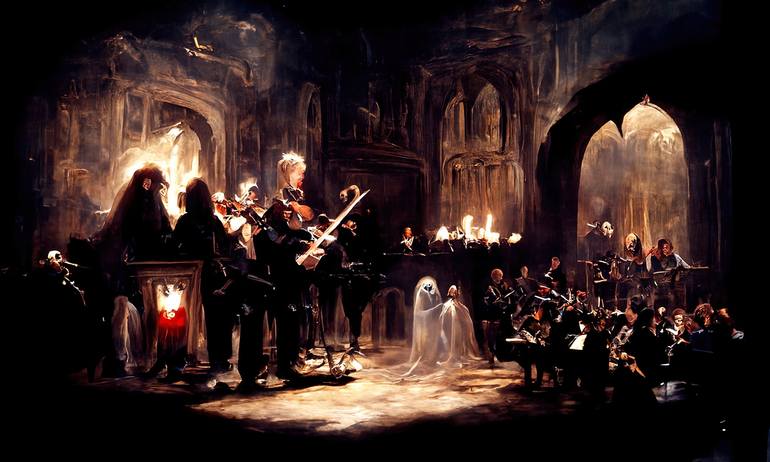 The Curse of the Phantom Orchestra Painting by Andrea Mazzocchetti ...