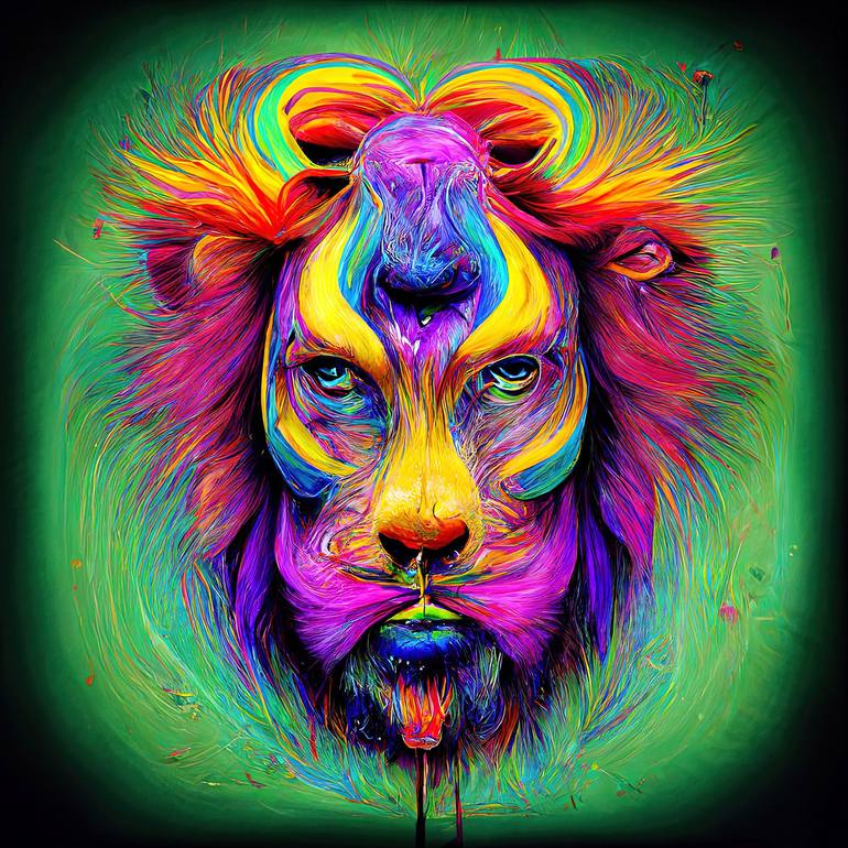 Psychedelic Lion Painting by Andrea Mazzocchetti | Saatchi Art