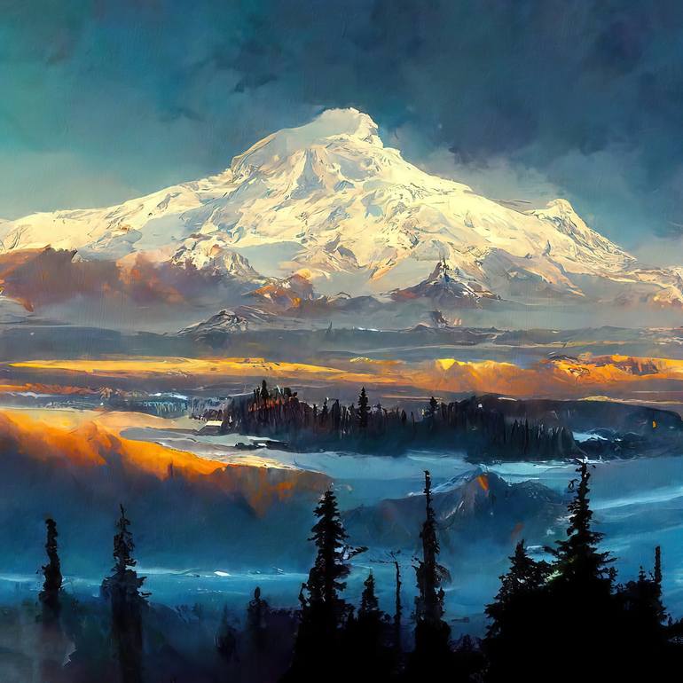 Mt Rainier National Park Painting by Andrea Mazzocchetti | Saatchi Art