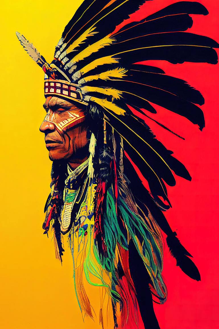 Native American Chief Painting by Andrea Mazzocchetti | Saatchi Art