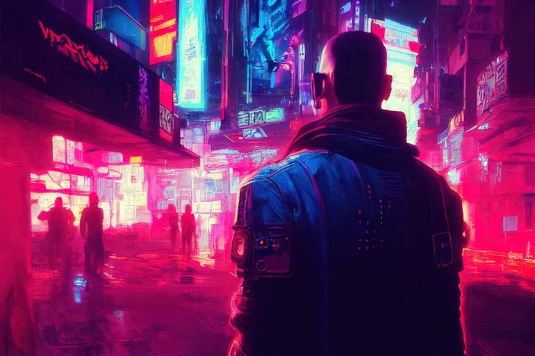 Cyberpunk Society Painting by Andrea Mazzocchetti | Saatchi Art