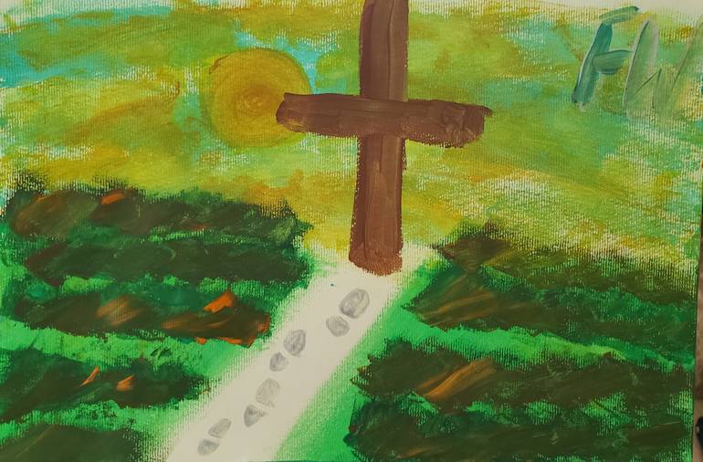 The path to Jesus Painting by Flora Wong | Saatchi Art