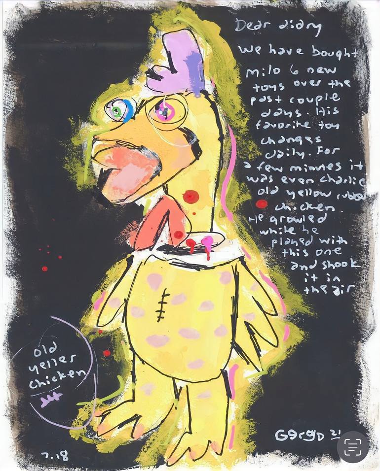 Old yeller chicken Painting by Gerald Bell | Saatchi Art