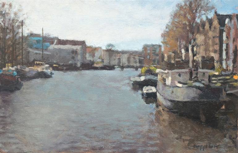 Early Spring at Realengracht Painting by Frans Koppelaar | Saatchi Art