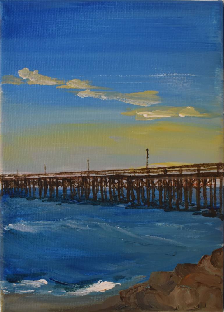 Summer day at Goleta Pier Painting by Natalie Achamallah | Saatchi Art