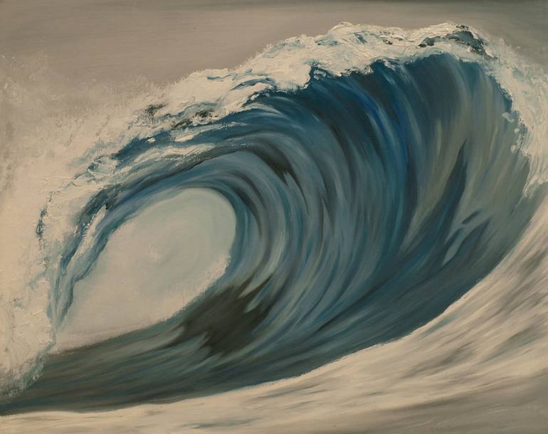 The Surfer's Shadow Painting by Emma Varney | Saatchi Art