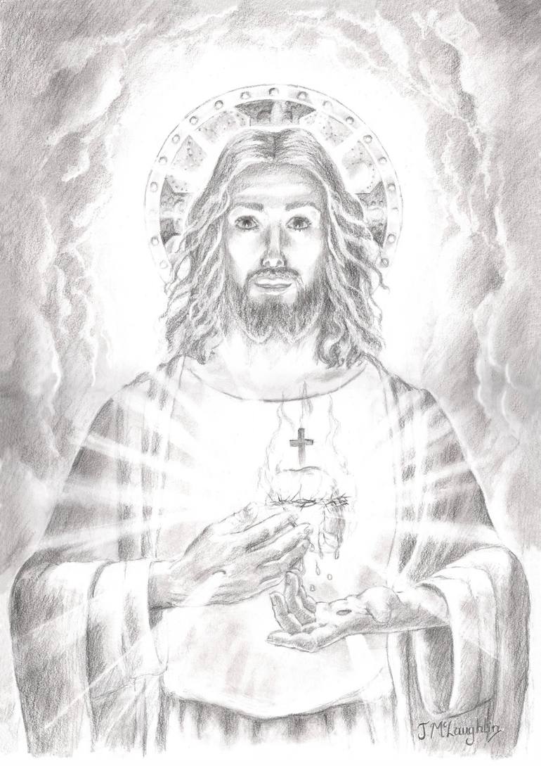 Sacred Heart of Jesus, Drawing by Jenny McLaughlin Drawing by Jenny ...