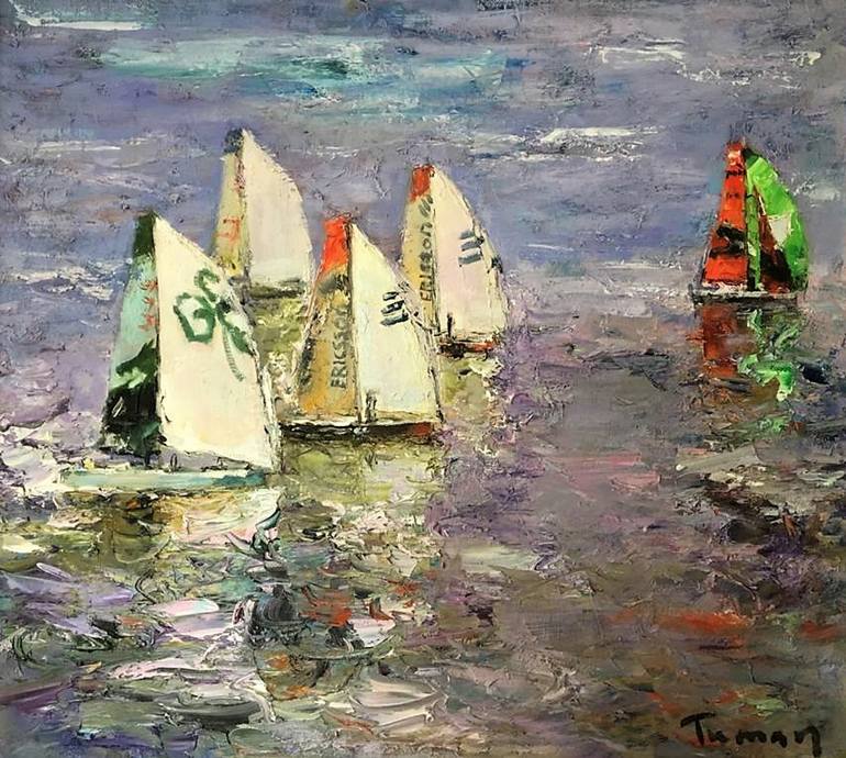 Marine regatta Painting by Tuman Zhumabaev | Saatchi Art