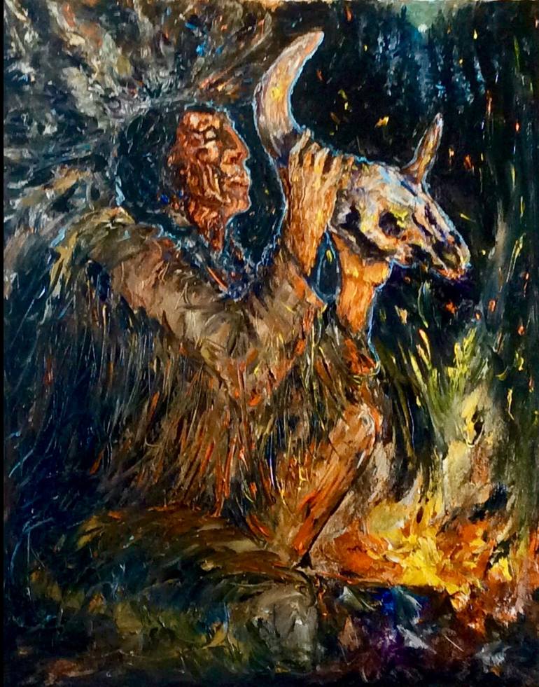 Calling Back The Buffalo Painting by David Iles | Saatchi Art