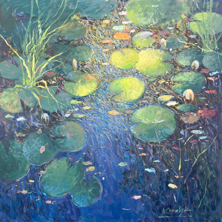 Song of Water Lilies Painting by Andrii Kovalyk | Saatchi Art