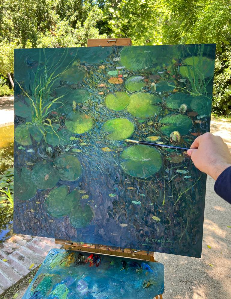 Song of Water Lilies Painting by Andrii Kovalyk | Saatchi Art