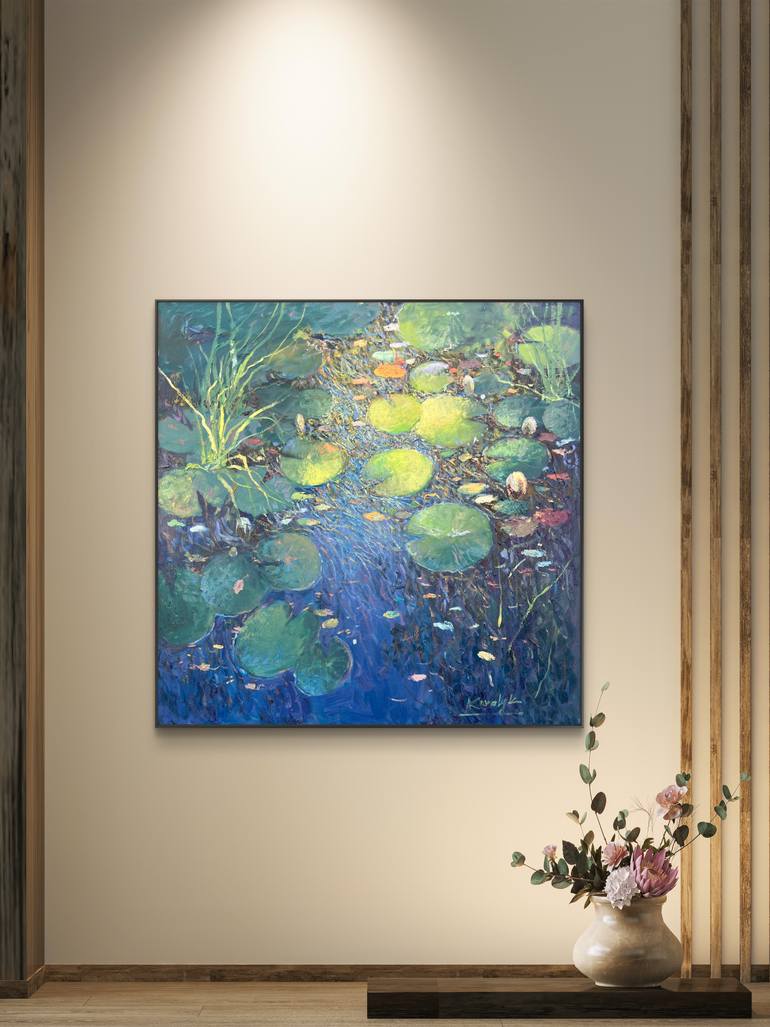 Song of Water Lilies Painting by Andrii Kovalyk | Saatchi Art