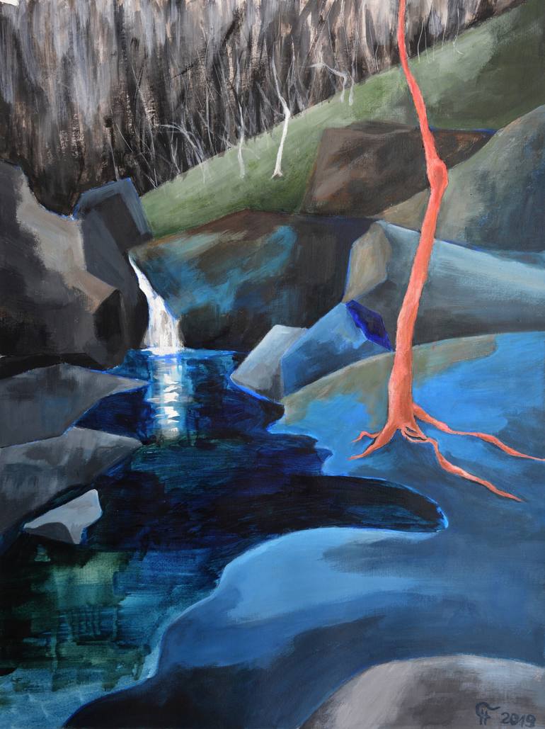 Waterfall Painting by Flora Fodor | Saatchi Art