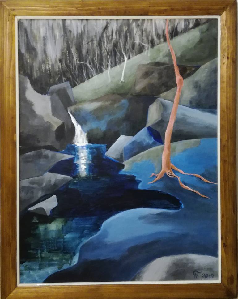 Waterfall Painting by Flora Fodor | Saatchi Art