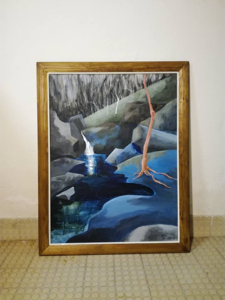 Waterfall Painting by Flora Fodor | Saatchi Art