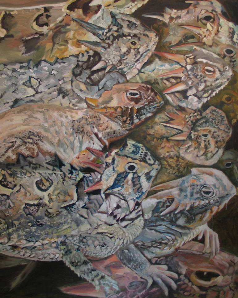 Horned Lizard Herd Painting by Lisa Goldfarb | Saatchi Art