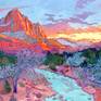 Last Light on the Watchman Painting by Jessica Johnson | Saatchi Art