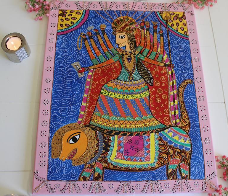 Madhubani: Shakti -Power (Handmade) Painting by Nidhi Jha | Saatchi Art