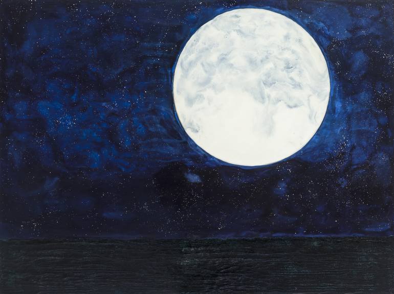 Silver Moon Painting by Laura Anderson | Saatchi Art