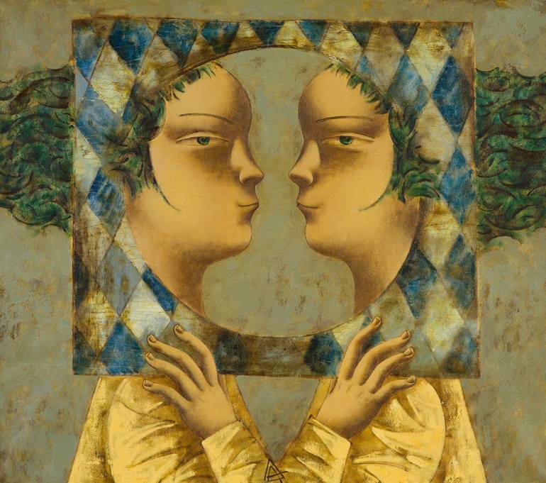 Double Portrait. Reflection Painting by Alexander Demidov | Saatchi Art