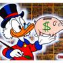 Uncle Scrooge Piggy Bank Painting by Chosen Art | Saatchi Art