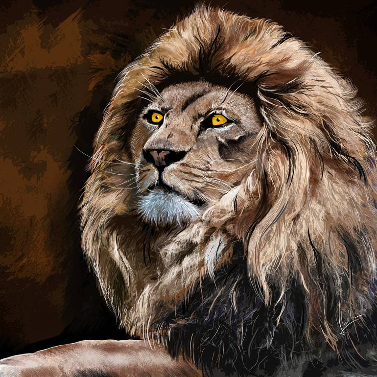 Lion Portrait by Levon Gurjinian - Limited Edition 1/30 Printmaking by ...