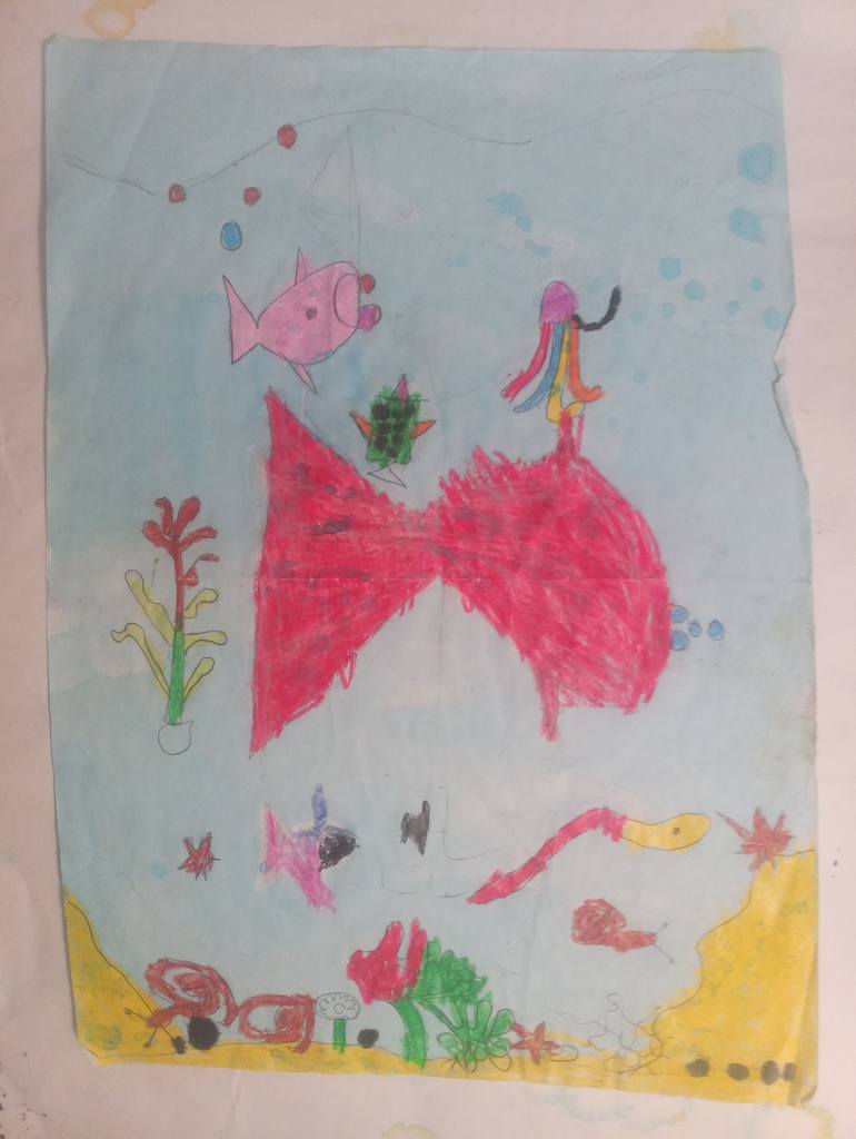 underwater drawing that is then painted over (2001) Painting by Yeshaya Dank | Saatchi Art