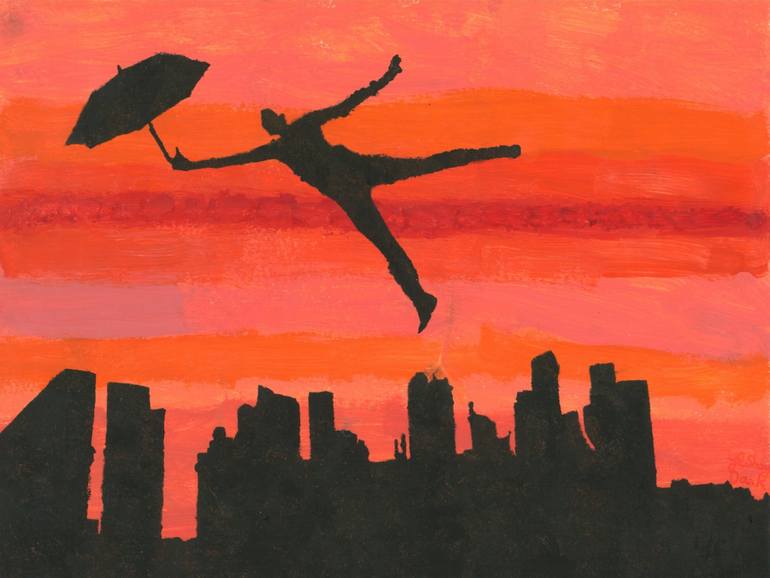 Flying & Dancing across the sky Painting by Yeshaya Dank | Saatchi Art