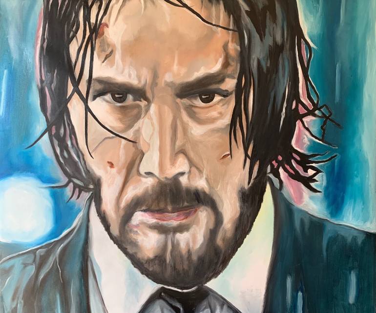 Keanue Reeves as John Wick Painting by Colette Roost | Saatchi Art