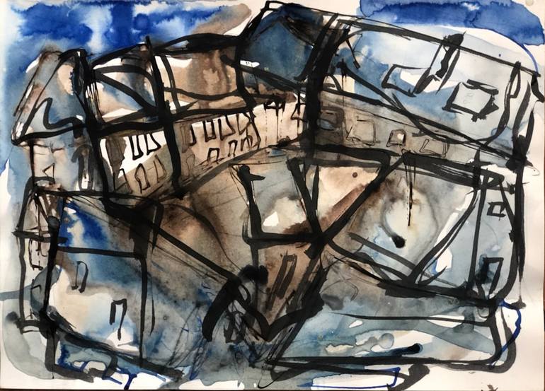 Blue Porvoo Drawing by Carita Henriksson-Bathman | Saatchi Art