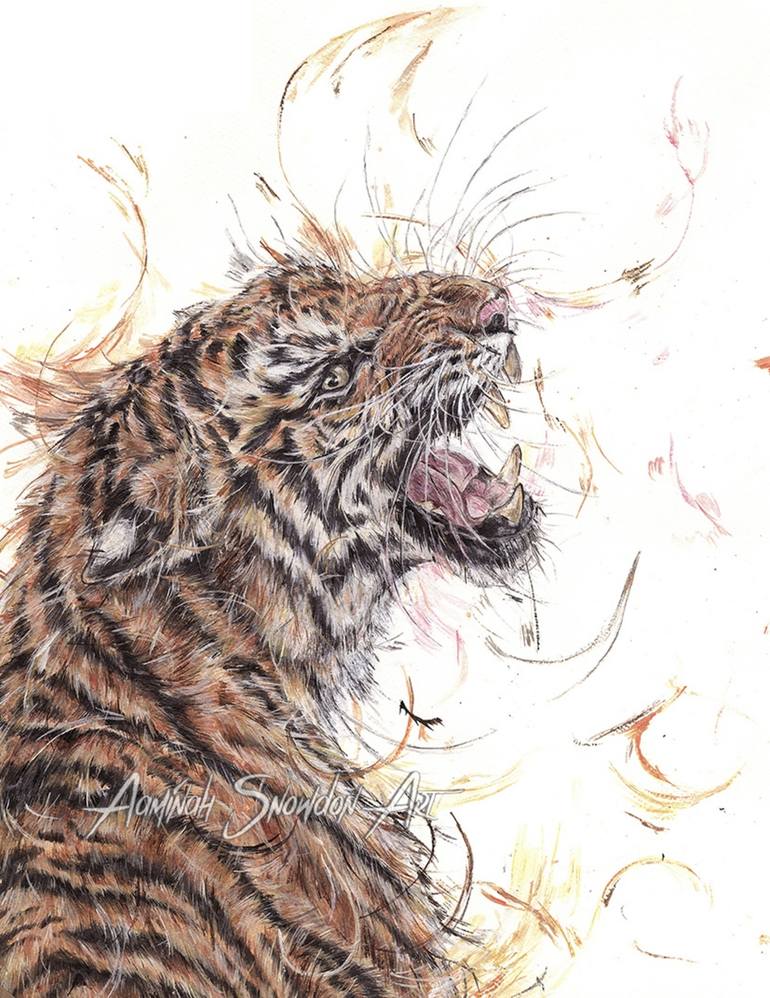 Electricity- tiger artwork Painting by Aaminah Snowdon | Saatchi Art