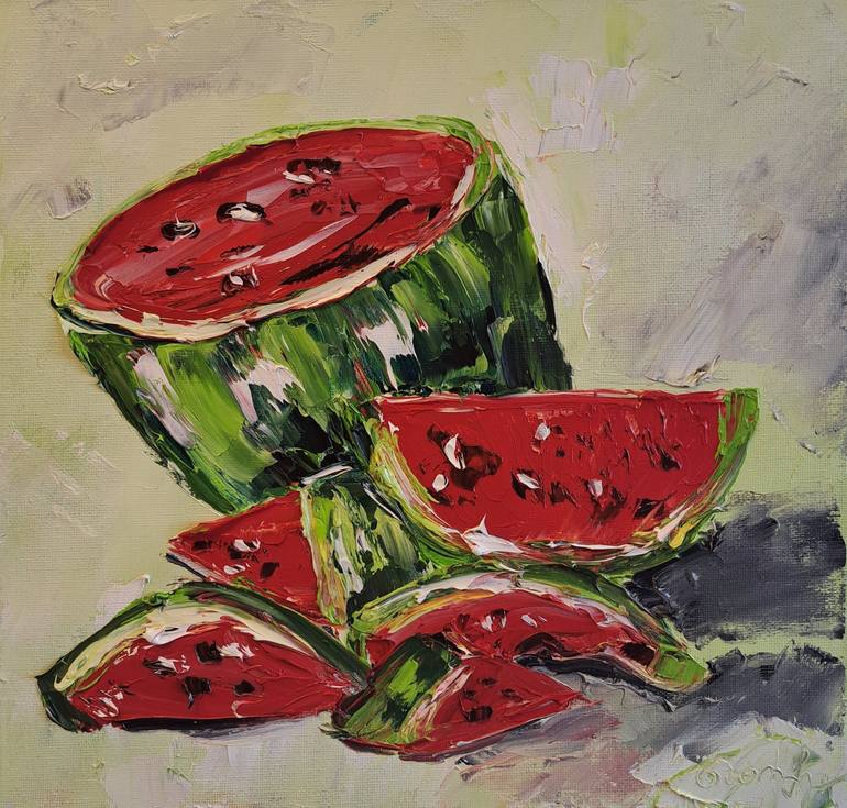 Watermelon still life Painting by Oksana Fedorova | Saatchi Art