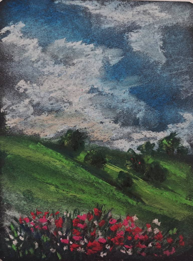Flowers on the field Drawing by Oksana Fedorova | Saatchi Art