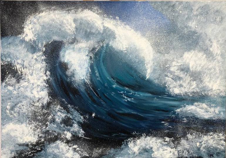 Raging sea painting Painting by Denis Kharchenko | Saatchi Art