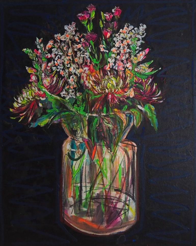 Flower Bouquet; Chrysanthemum, Day 2 Painting by Hanna Roth | Saatchi Art