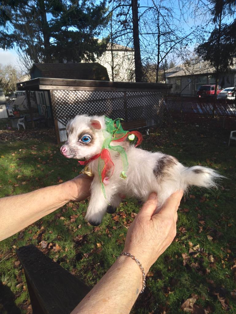 Little Goat Baby ooak Sculpture by Zinda Hogue | Saatchi Art