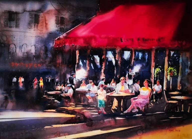 A coffee conversation -2 Painting by Subhajit Paul | Saatchi Art