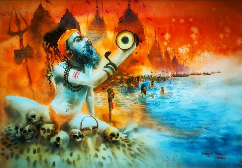 Mahakumbh-I Painting by Subhajit Paul | Saatchi Art