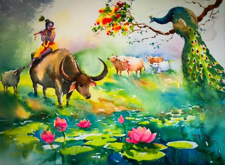 GOPALA -II (2022) Painting by Subhajit Paul | Saatchi Art