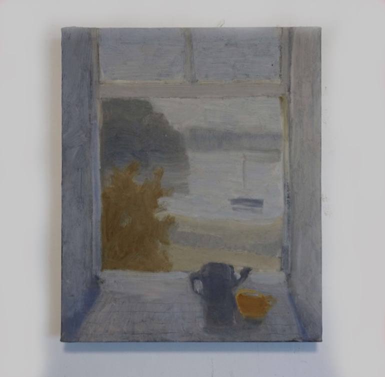 Pittwater from the beach shack Painting by Peter Finlay | Saatchi Art