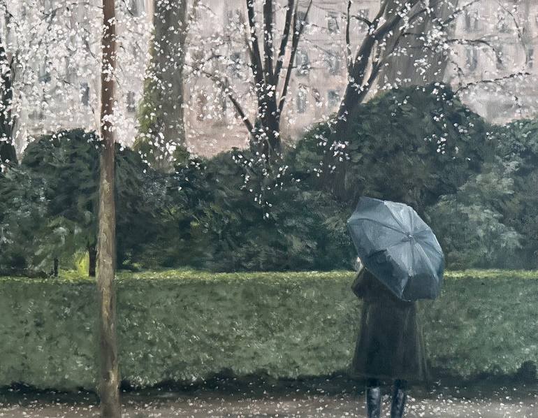 Paris in Spring Rain Painting by Brendan Kramp | Saatchi Art