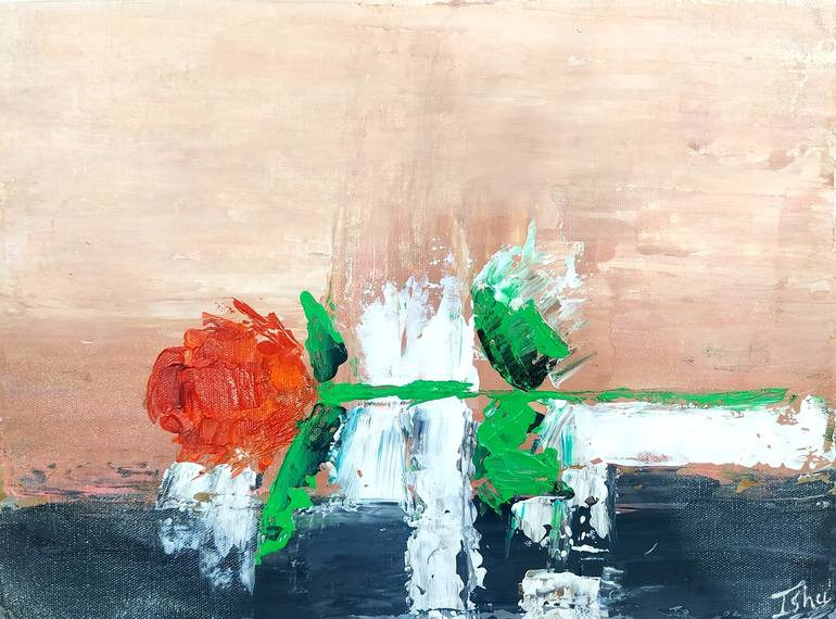 Fallen Rose Painting by The Artista | Saatchi Art